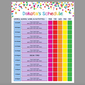 Printable Kids Schedule Editable Home School Schedule, Kids Daily ...
