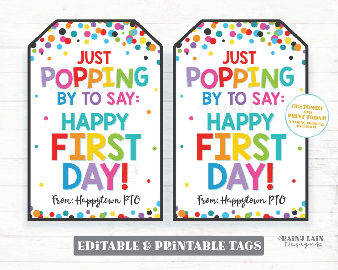 Editable Popping by to Say Happy First Day, 1st, Student Welcome, Meet ...