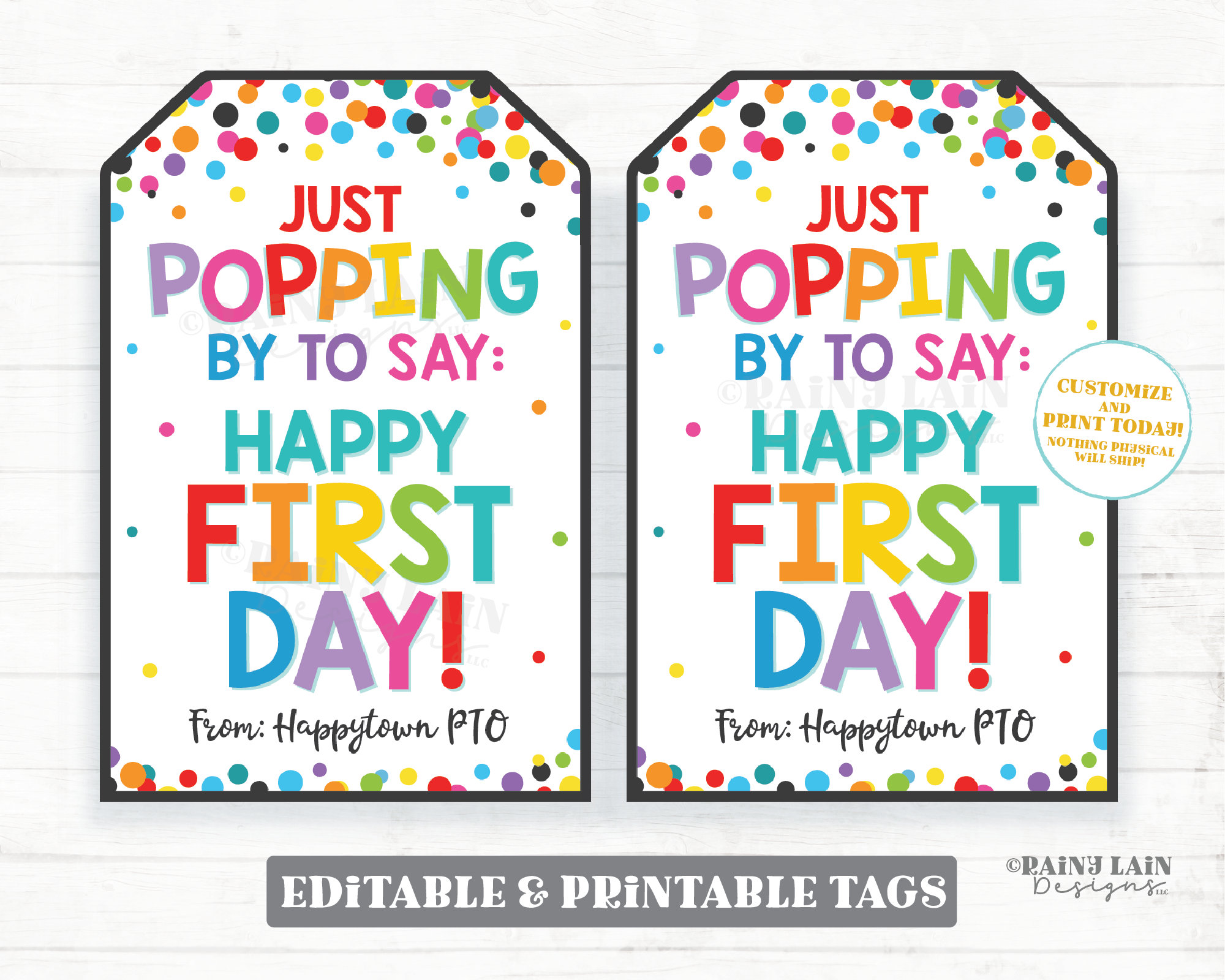 Editable Popping by to Say Happy First Day, 1st, Student Welcome, Meet ...
