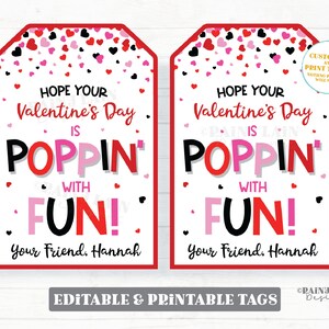 Poppin With Fun Tag, Pop Fidget Toy Valentine Pop Gift Tag, Popcorn ...
