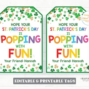 St. Patrick's Day Popping With Fun Tag Pop Fidget Toy Pop Gift Tag ...