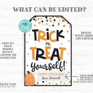 Trick or Treat Yourself Halloween Treat Tag Thank You Gift Card ...
