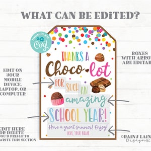 Thanks a Choco-lot for an Amazing School Year Tag Chocolate Chocolot ...
