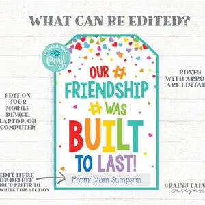 Our Friendship Was Built to Last Valentine Tag, Building Blocks, Puzzle ...