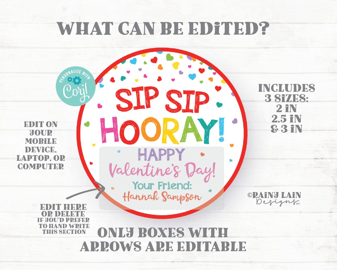 Straw Valentine Sip Sip Hooray Happy Valentine's Day Tag - Etsy