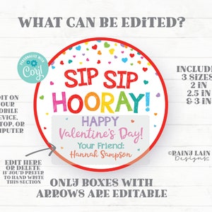 Straw Valentine, Sip Sip Hooray Happy Valentine's Day Tag, Silly Crazy ...