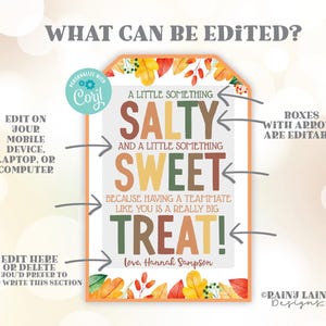 Salty Sweet Treat Tag, Fall Appreciation Gift, Thanksgiving Something ...