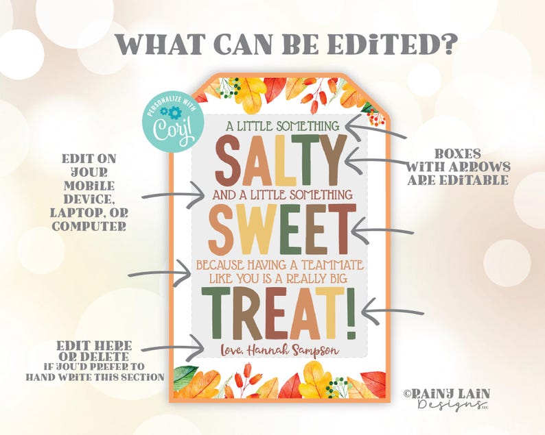 Salty Sweet Treat Tag, Fall Appreciation Gift, Thanksgiving Something ...