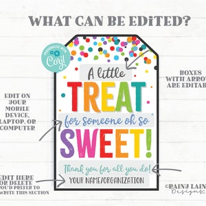 A Little Treat for Someone Sweet Tag Thank You Appreciate Tag Employee ...