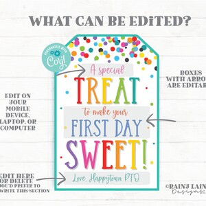 Back to School Gift Tag Treat to Make Your First Day Sweet Welcome Back ...