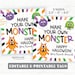 Editable Make Your Own Monster Tag Printable Halloween Favor, Party ...