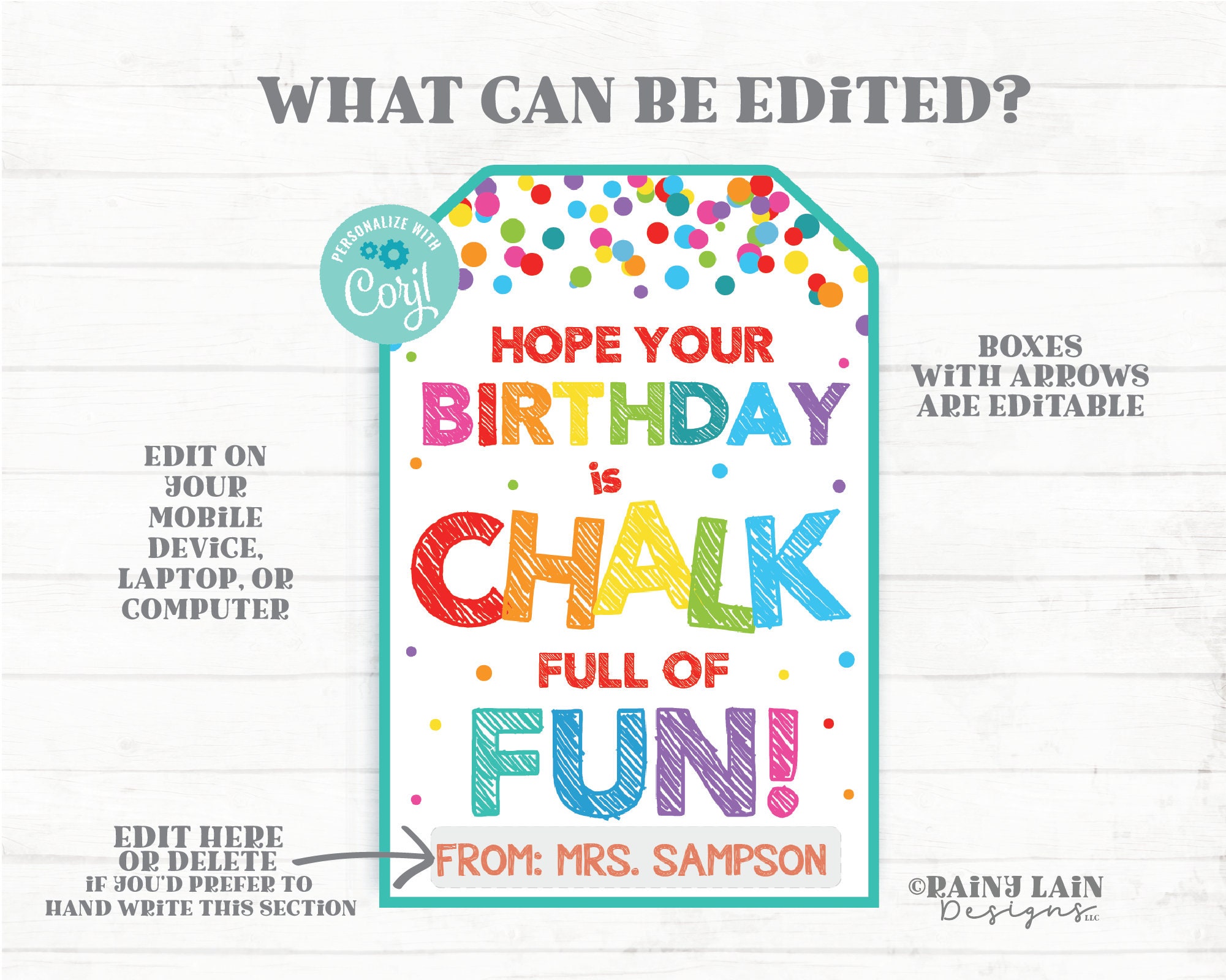 Hope Your Birthday is Chalk Full of Fun Tag Happy Birthday | Etsy