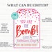 You Are the Bomb Valentine, You're the Bomb Tag, Cocoa Hot Chocolate ...