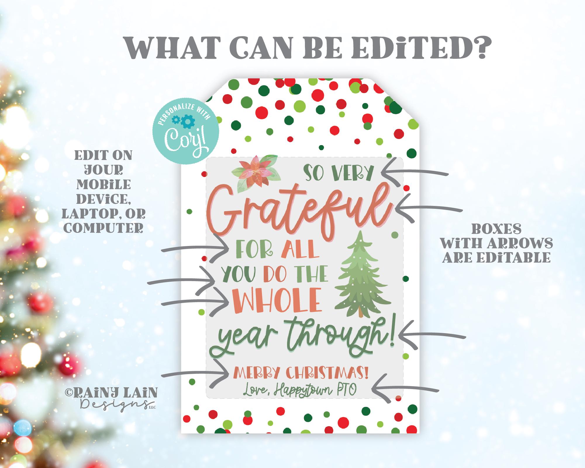 Grateful for All You Do Whole Year Through Christmas Gift Tag ...