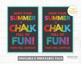 Chalk Full of Fun Tags Summer Gift End of School Year Favor Classroom ...