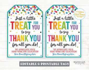 Thank You Gift Tag Editable Teacher Appreciation Gift Nurse - Etsy