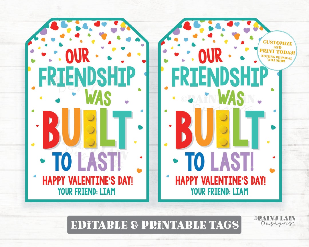 Built to Last Valentine Tag, Building Blocks Friendship Pieces Block ...