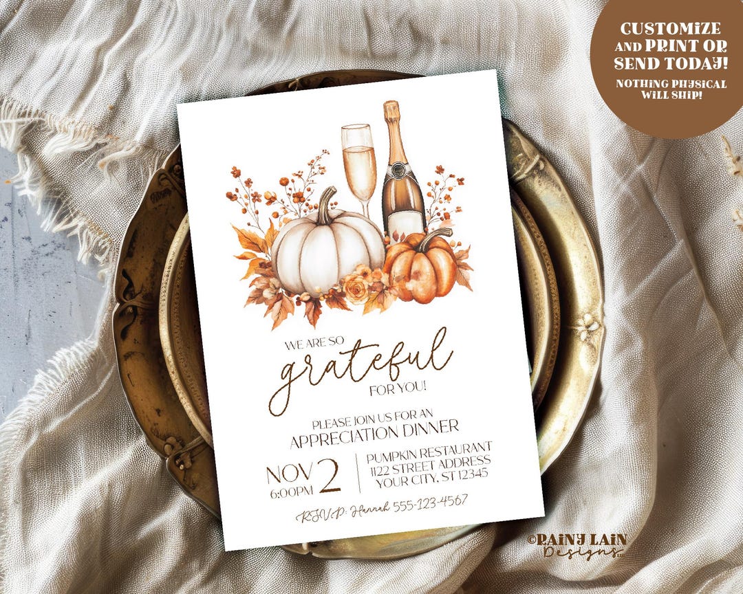 Editable Fall Appreciation Invitation, Brunch Template, Printable ...