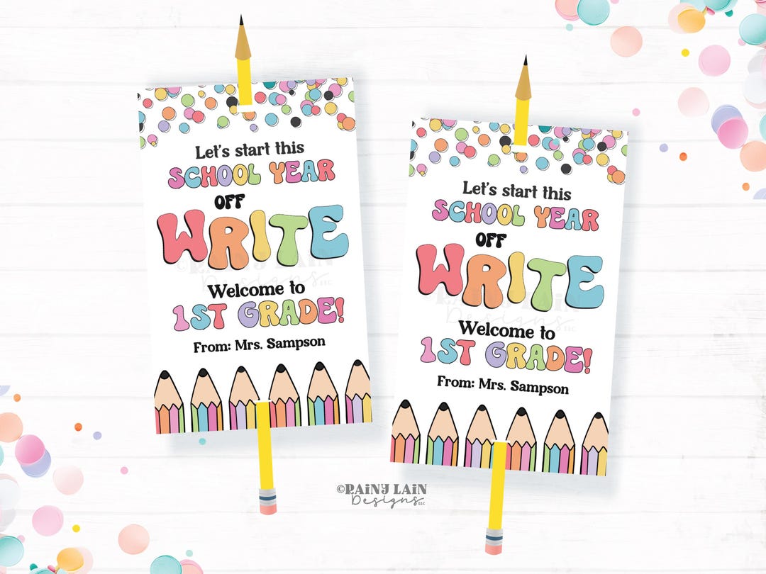 Start This School Year off WRITE Tag, Back to School Gift Tags Pencils ...