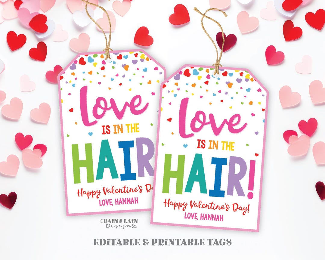 Scrunchie Gift Tag, Love is in the Hair, Valentine's Day Hair Tie, Bow ...