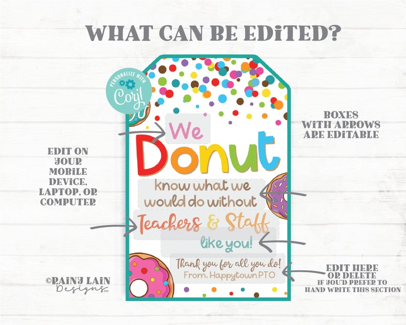 Donut Know What We Would Do Without You Tag Thank You Appreciation ...