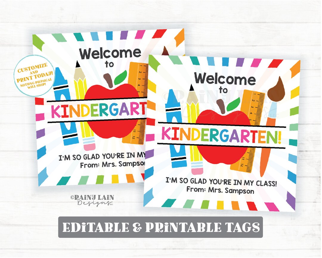Welcome to Kindergarten Tag Preschool 2nd ANY Grade Back to School ...