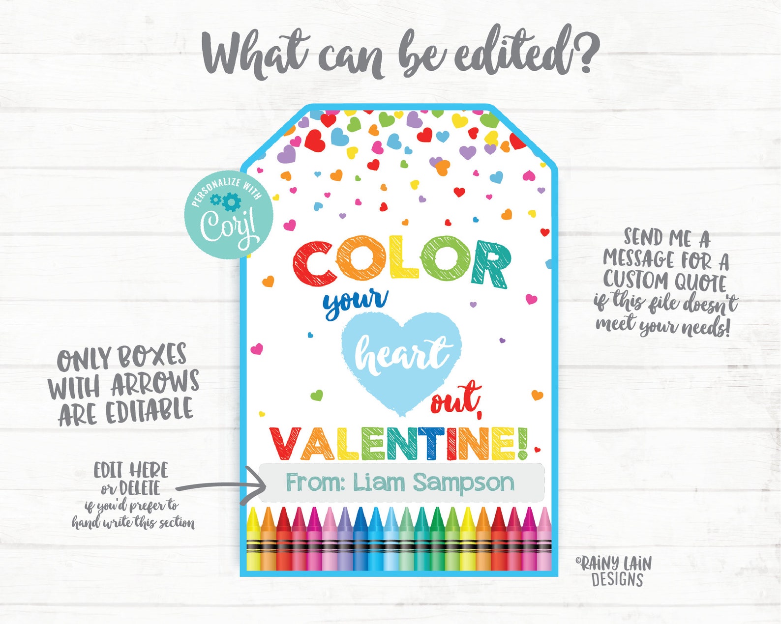 Crayon Valentine, Color Your Heart Out Valentine, Coloring Book ...