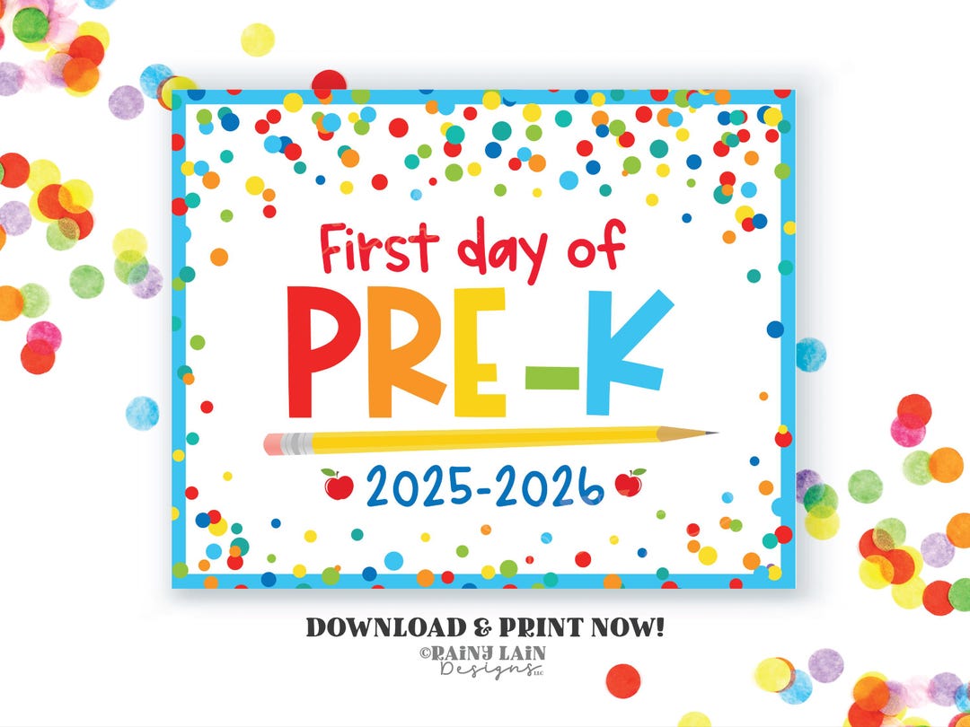 First Day of Pre-k Sign Back to School Printable 1st Day of Pre ...