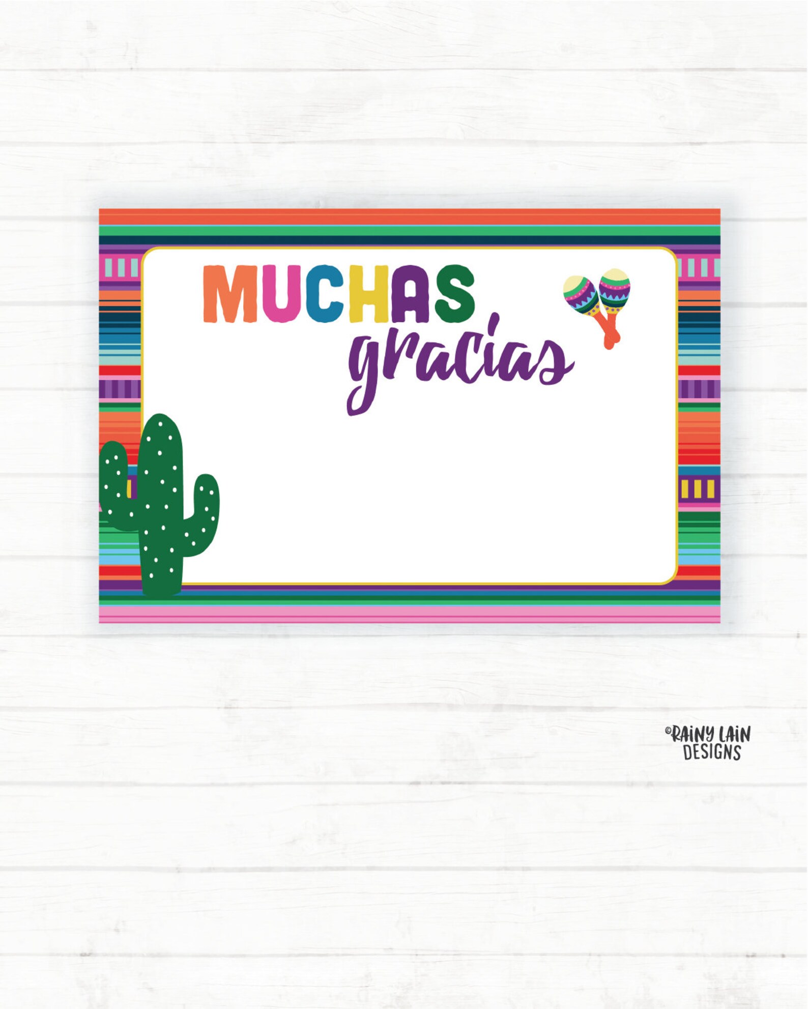 Fiesta Thank You Cards Fiesta Thank You Note Cactus Thank - Etsy