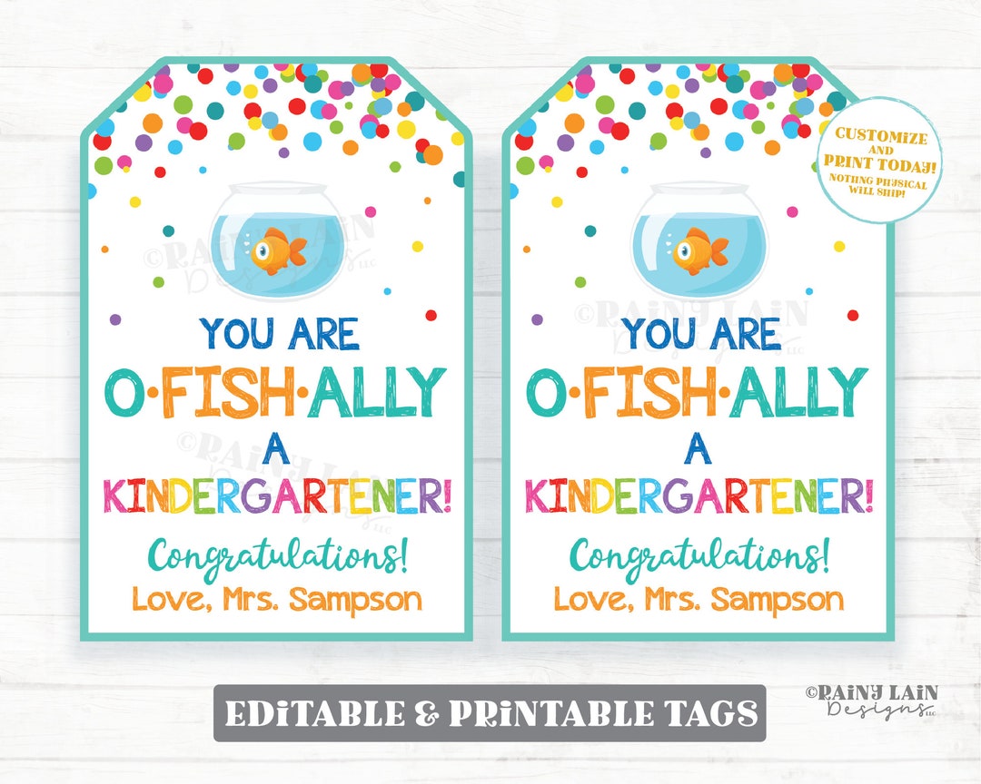 You Are O-fish-ally a Kindergartener Tag O Fish Ally 1st Grader 2nd 3rd ...