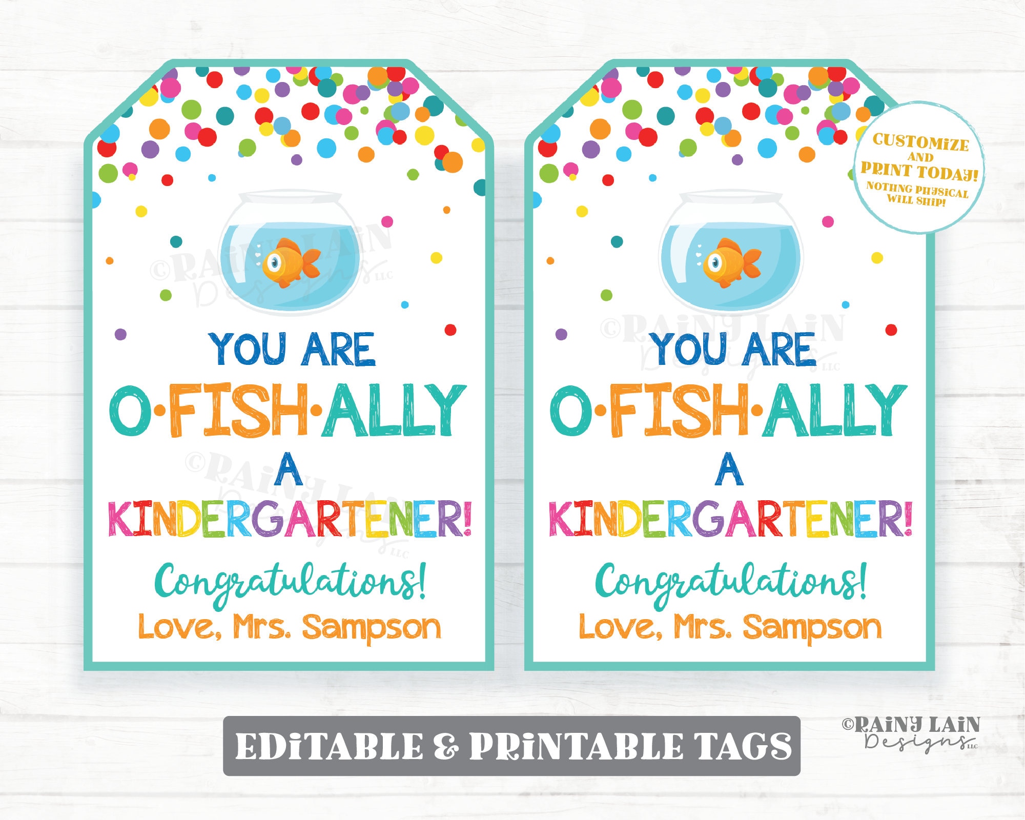You Are O-fish-ally a Kindergartener Tag O Fish Ally 1st Grader 2nd 3rd ...
