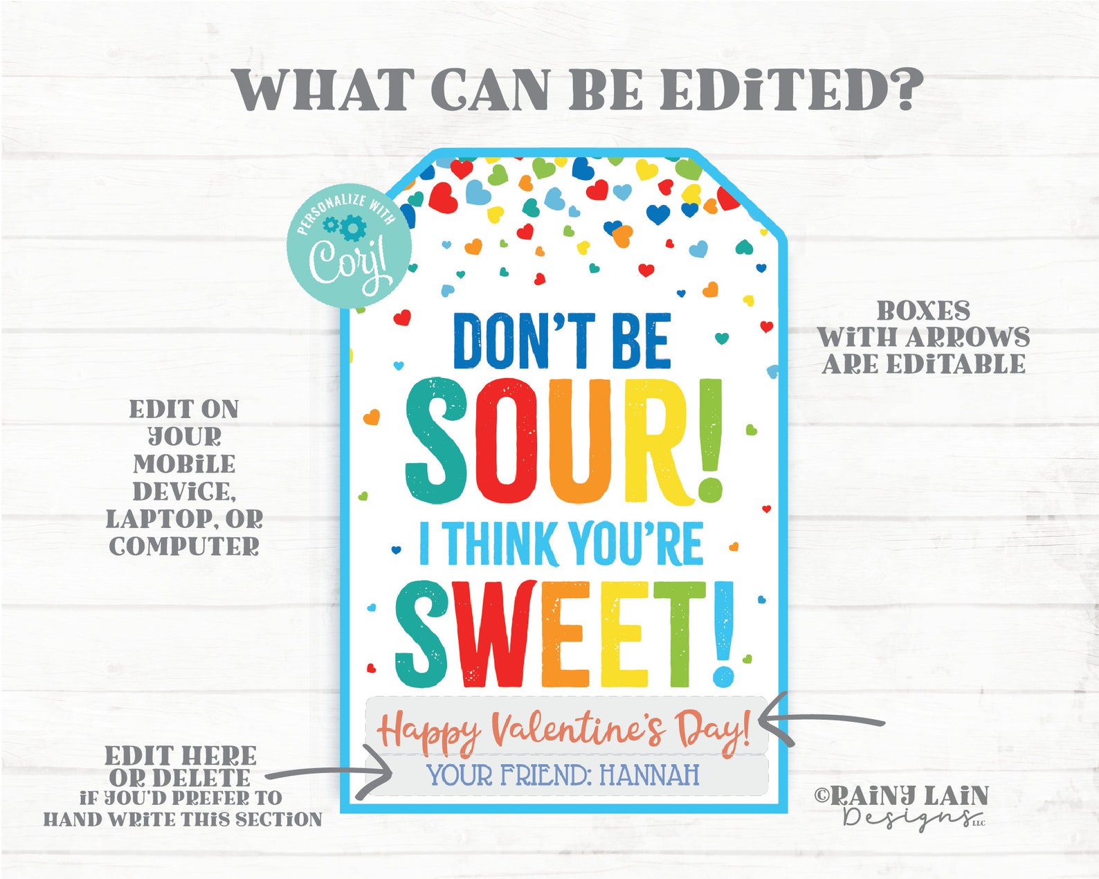 Don't Be Sour I Think You're Sweet Valentine Tag Sweet | Etsy