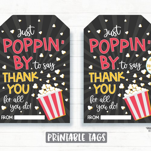 Popcorn Thank You Tags Just Poppin by to Say Thank You - Etsy
