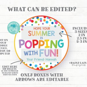 Hope Your Summer is Popping With Fun Tags Round End of School Year Gift ...