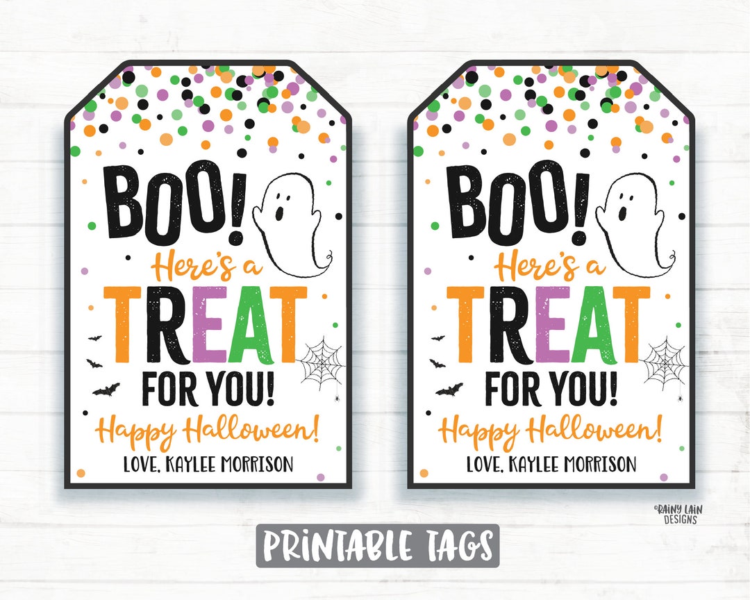 Hey Boo Here's a Treat for You Tags Boo Halloween Printable Halloween ...