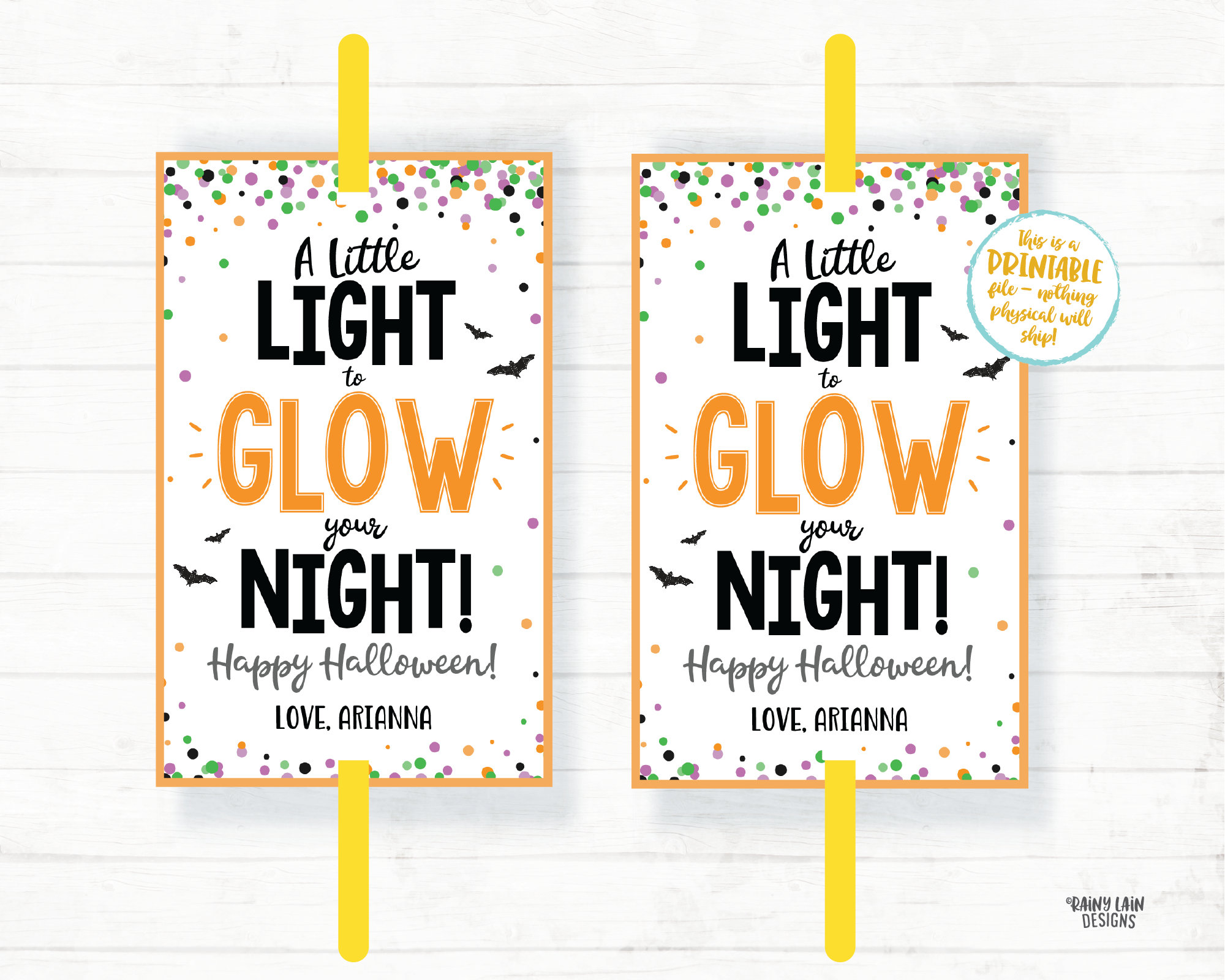 A Little Light to Glow Your Night Halloween Glow Stick Tag, Glow Stick ...