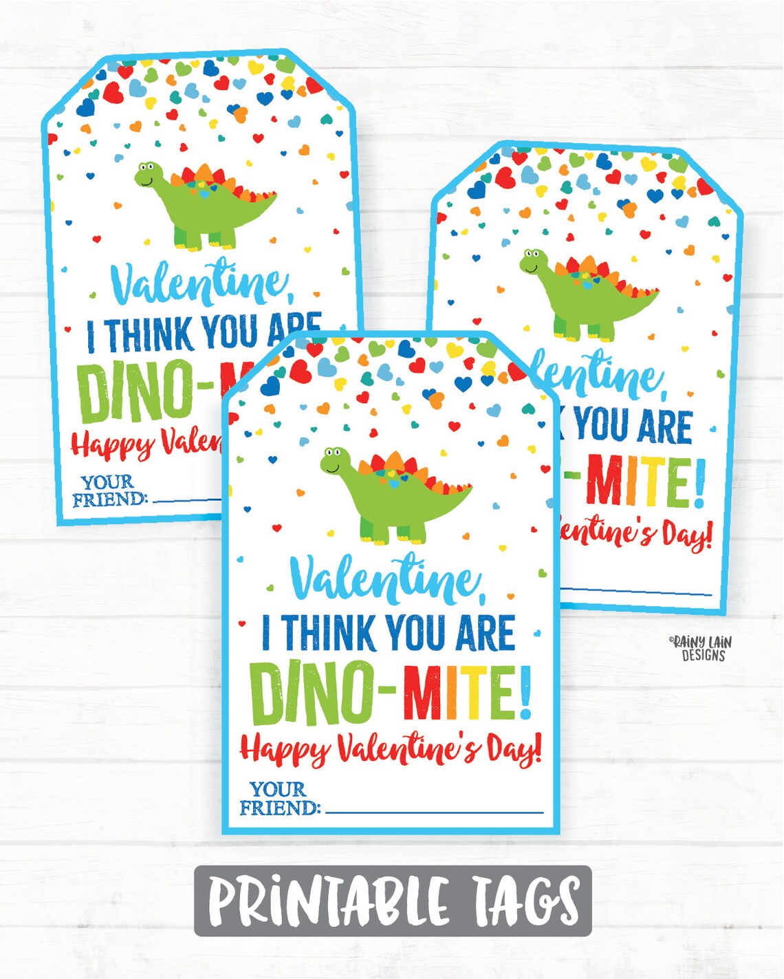 Valentine I think you are Dino-Mite Valentine Dinosaur | Etsy