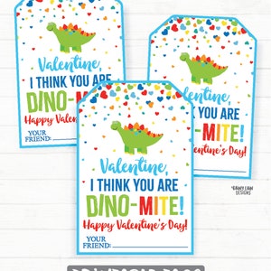 Valentine I Think You Are Dino-mite Valentine Dinosaur Valentine Tags ...