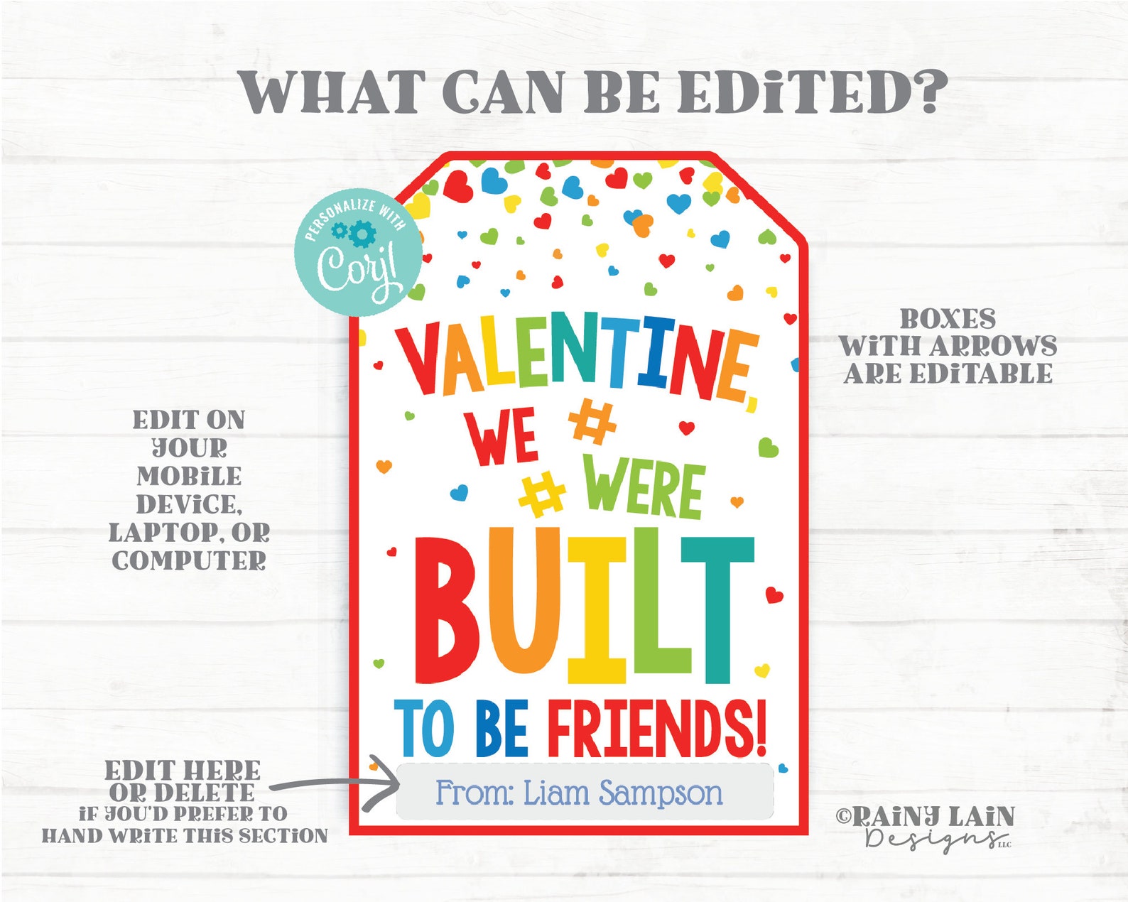 Building Blocks Valentine We Were Built to Be Friend Printable | Etsy