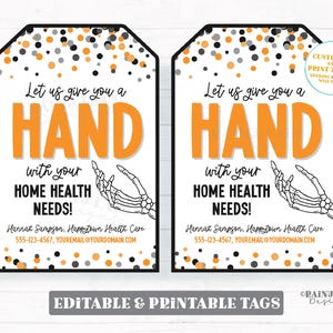 Editable Halloween Referral Gift Tag, Skeleton Give You a Hand With ...