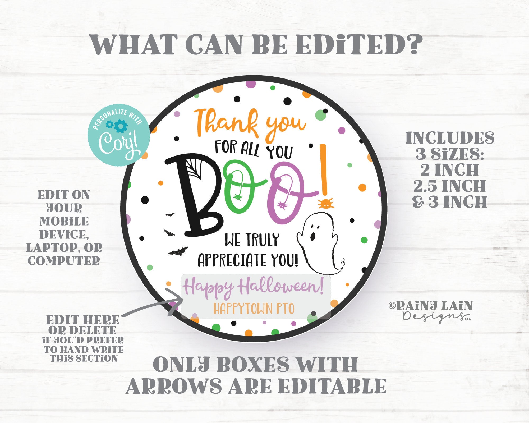 Thank You for All You Boo Tag Round Halloween Printable Tag Editable ...