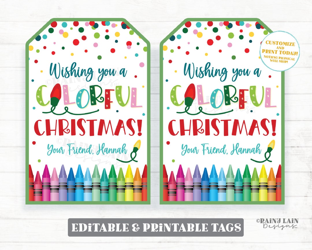 Wishing You a Colorful Christmas Tag Holiday Crayon Gift Coloring Book ...