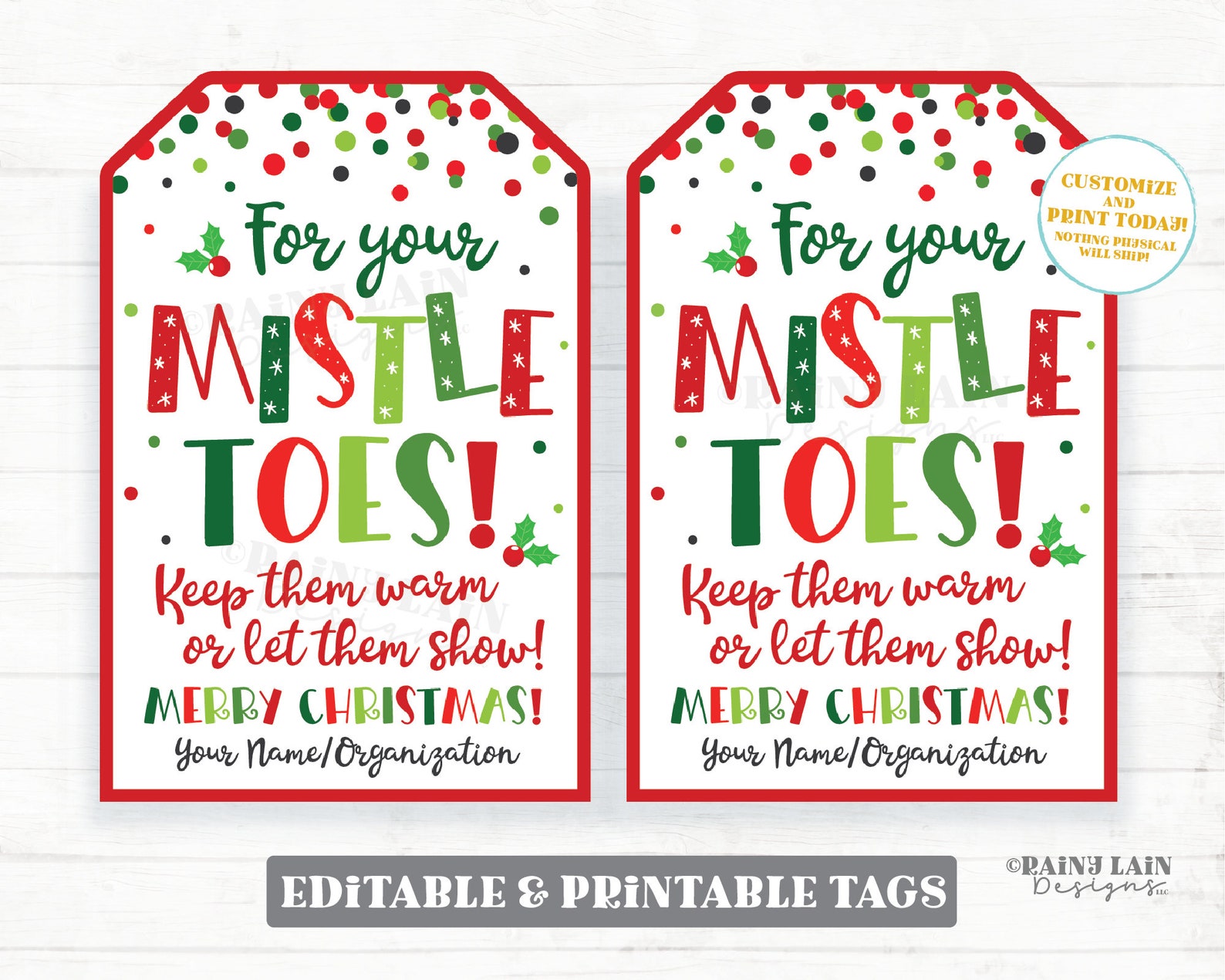 For Your Mistle Toes Christmas Gift Tag Socks Gift Pedicure Nail Polish ...