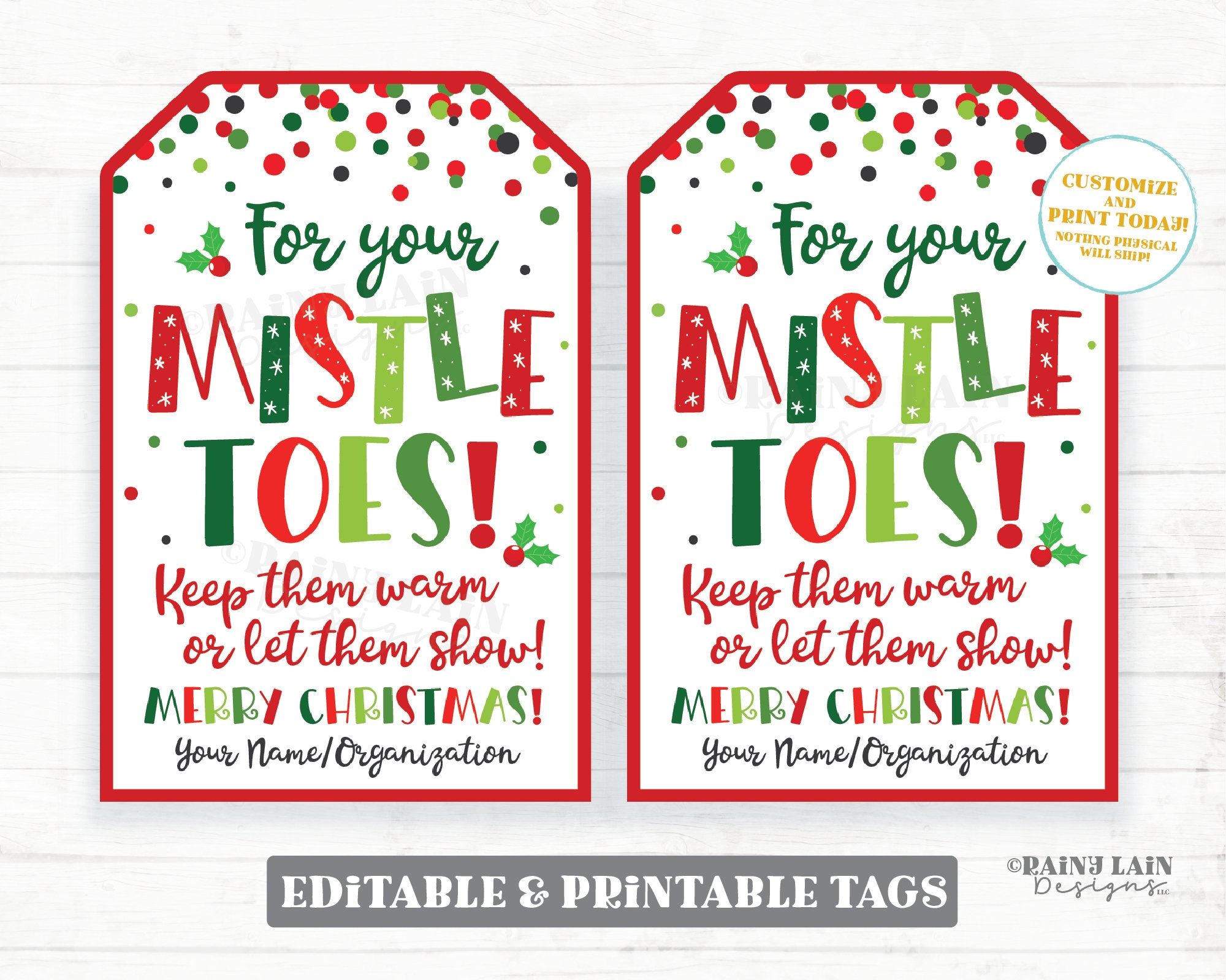 For Your Mistle Toes Christmas Gift Tag Socks Gift Pedicure Nail Polish ...