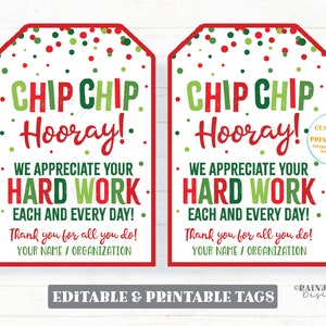 Chip Chip Hooray Tag Christmas Gift Tag Chip Bags Chocolate Chip Cookie ...