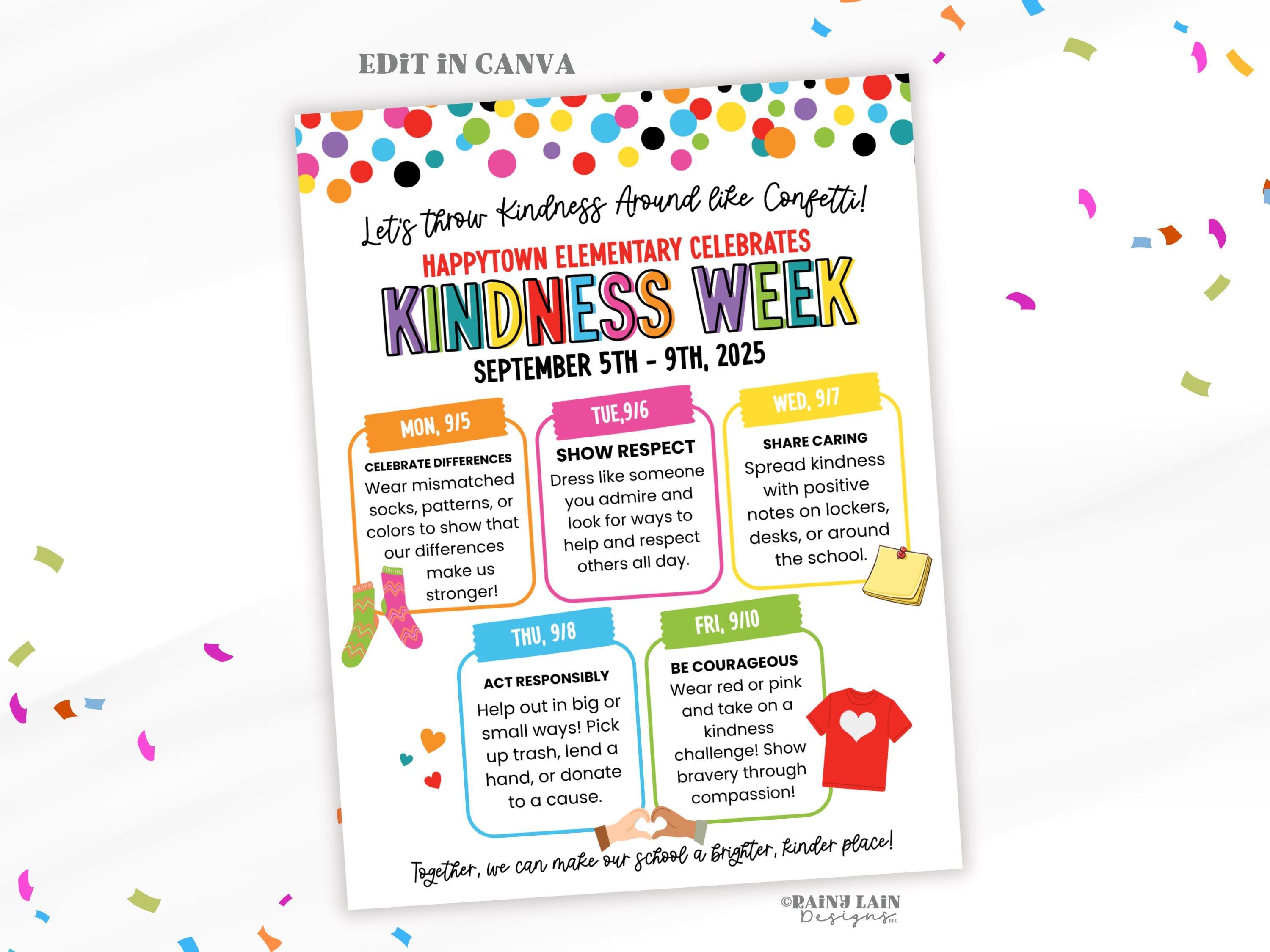 Kindness Week Template, School Spirit Week Flyer, Diversity Inclusion ...