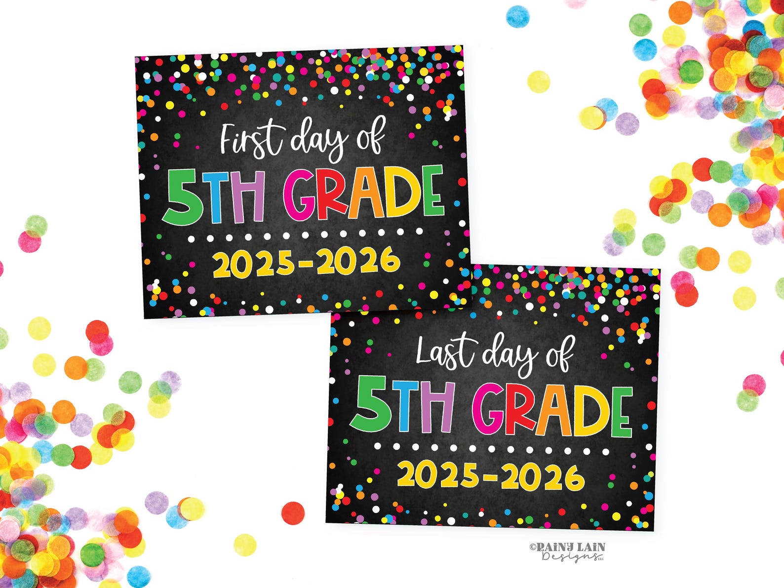 First Day of 5th Grade Sign Last Day of School Sign Set 1st Day of ...