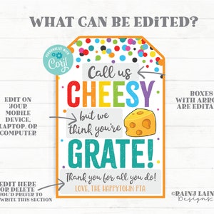 Cheese Gift Tag Call Us Cheesy We Think You're Grate Charcuterie Box ...