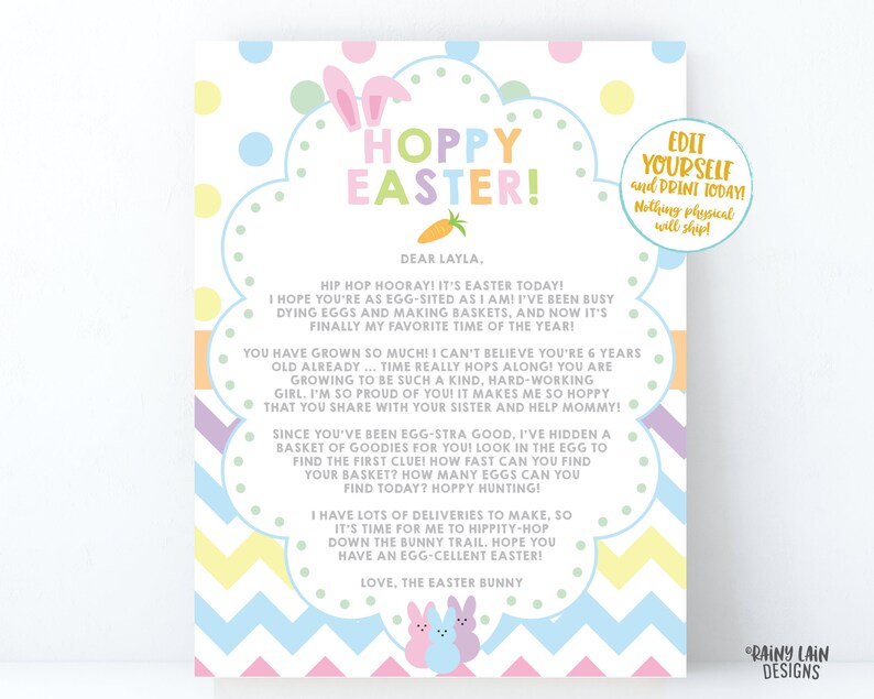 Easter Bunny Letter and Easter Scavenger Hunt Editable Letter | Etsy