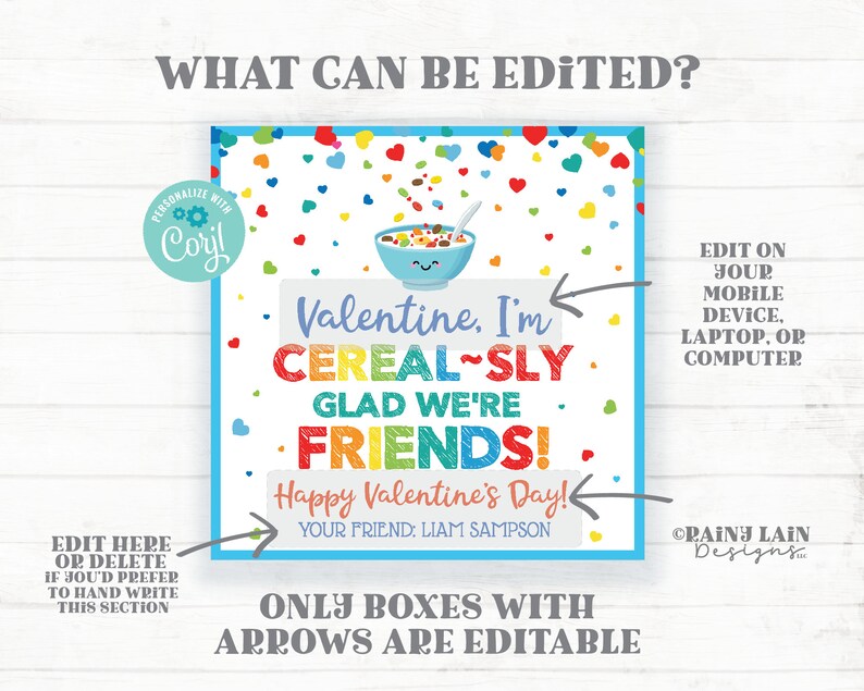 Cereal Valentine, Cereal-sly Glad We're Friends Valentine, Cereal Gift ...